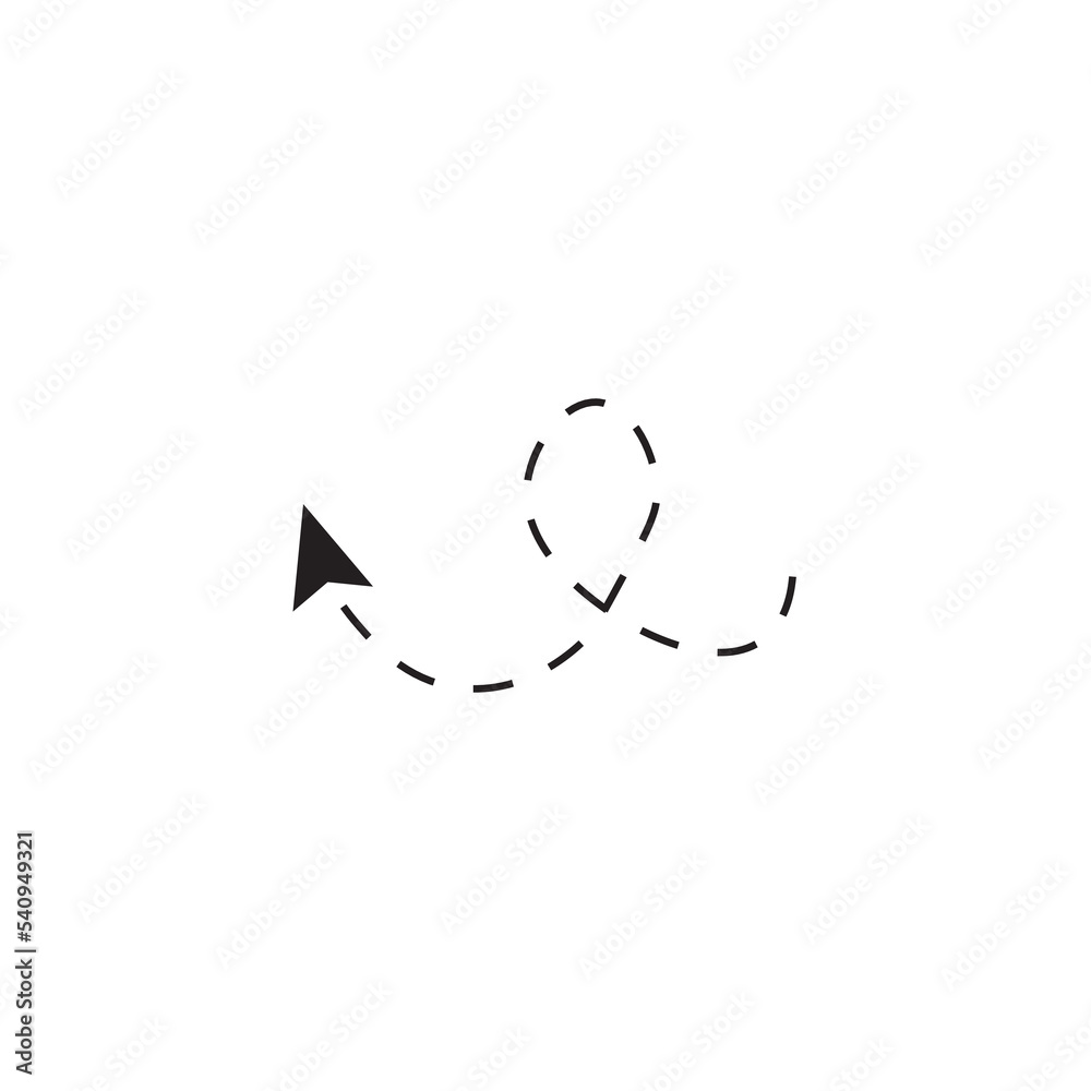 Hand drawn dotted arrow set vector illustration isolated on white ...