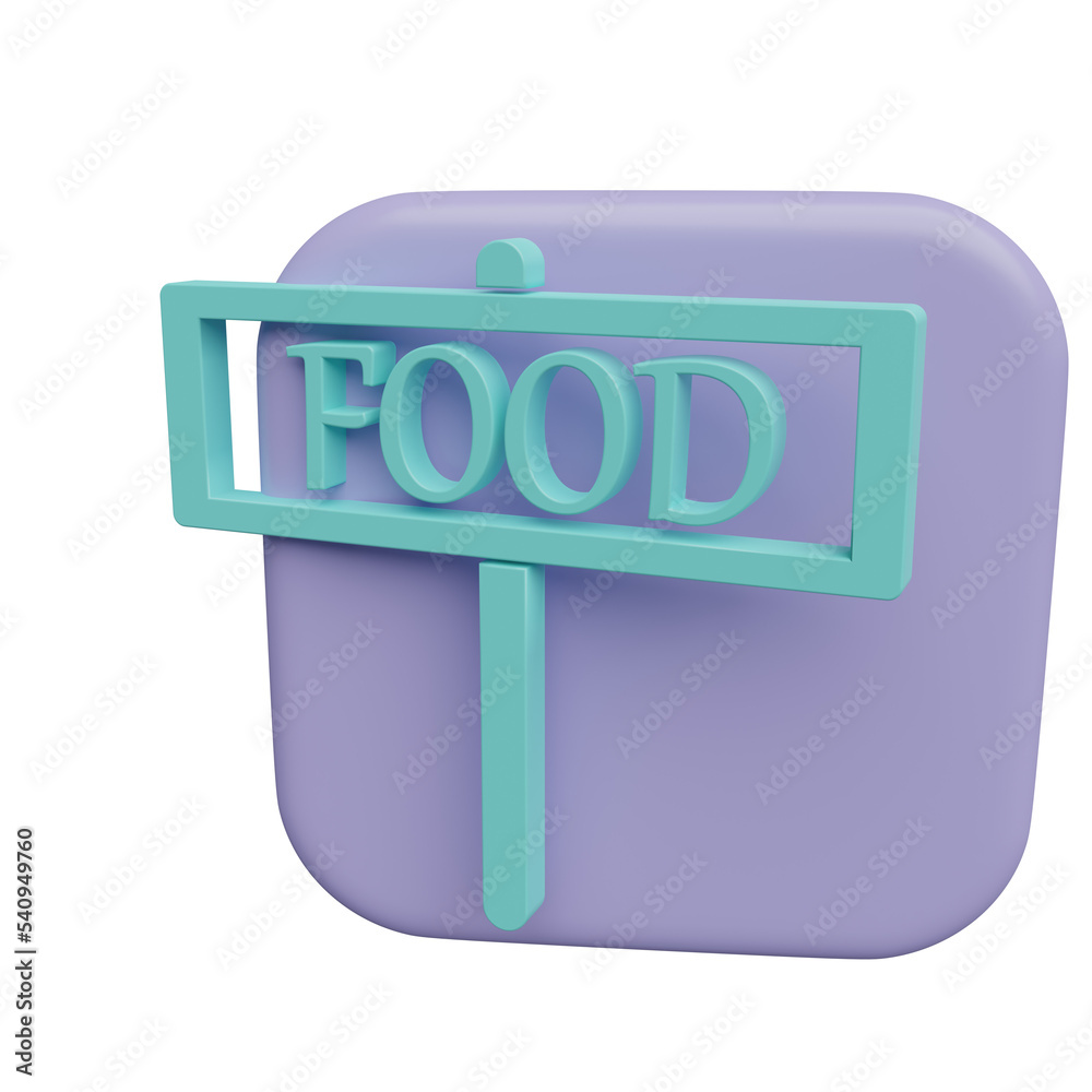 sign, restaurant, food 3d icon render illustration Stock Illustration ...