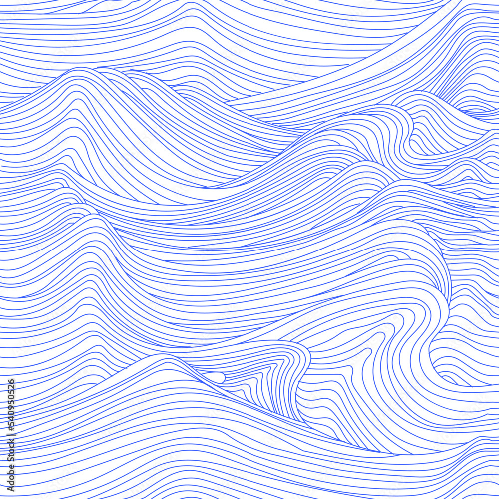 Abstract wave lines on a white background. Vector contour illustration ...