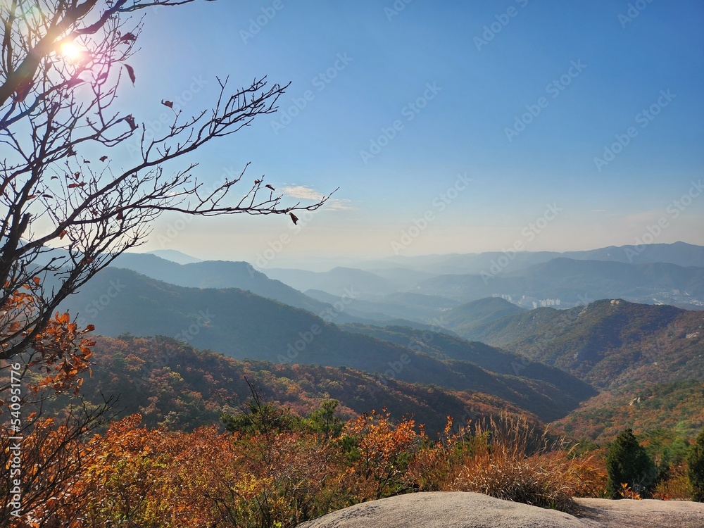 Bukhansan National Park. Mangwolsa Temple. autumn mountains. hiking ...