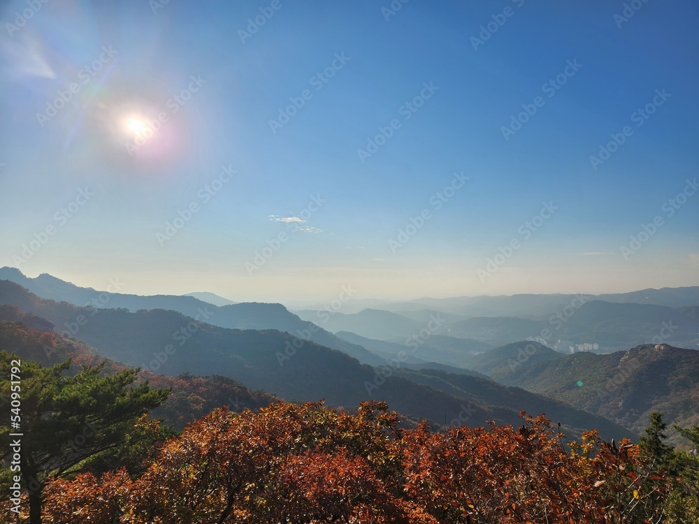 Bukhansan National Park. Mangwolsa Temple. autumn mountains. hiking ...