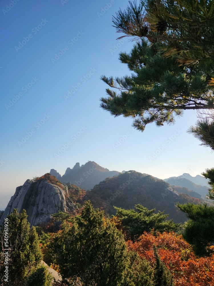 Bukhansan National Park. Mangwolsa Temple. autumn mountains. hiking ...