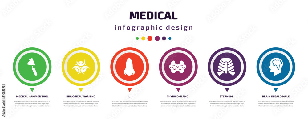 medical infographic element with icons and 6 step or option. medical ...