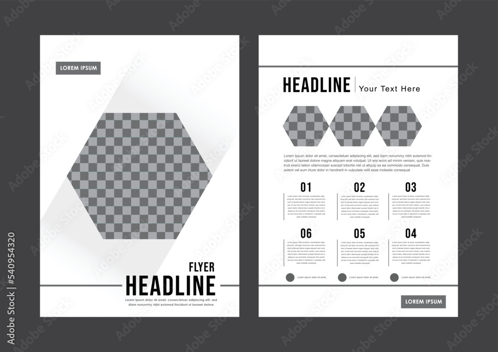 a template that uses a soft light gray and white theme with a hexagon ...
