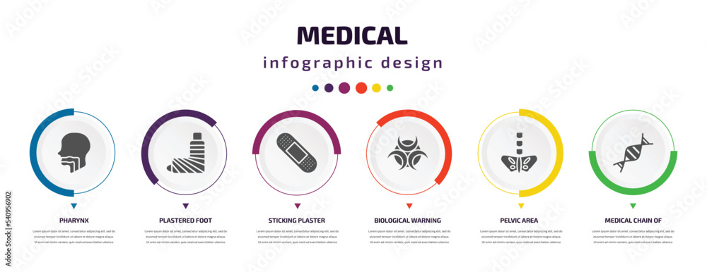 medical infographic element with icons and 6 step or option. medical ...