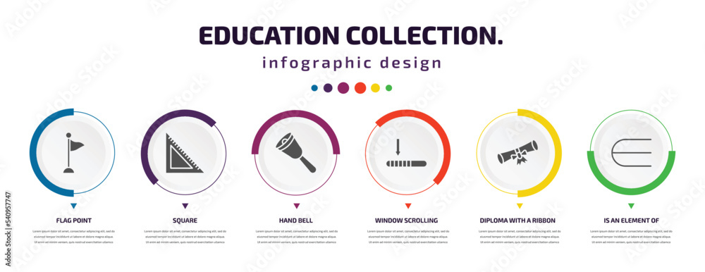 education collection. infographic element with icons and 6 step or ...