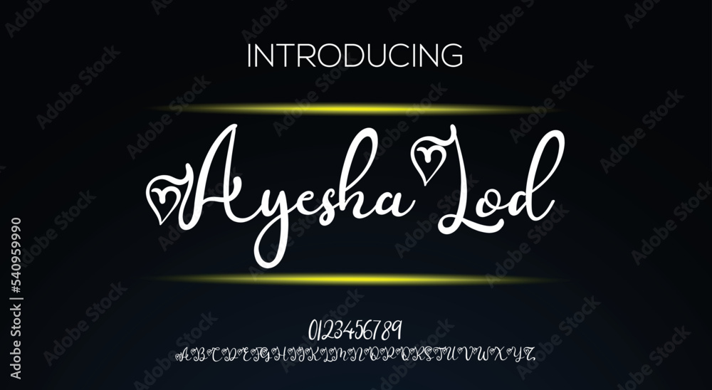 AYESHA LOD Signature Font Calligraphy Logotype Script Font Type Font lettering handwritten Stock ...
