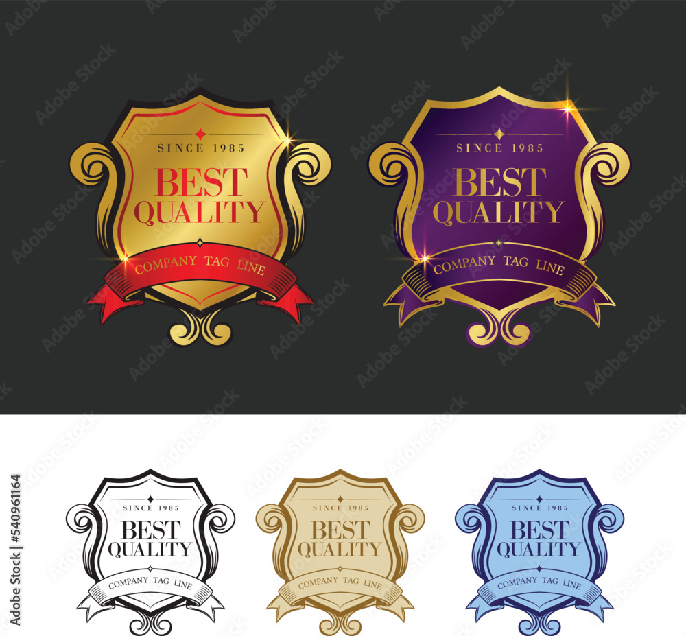 Vecteur Stock 12 Labels and Logotypes design set. Retro Typography ...