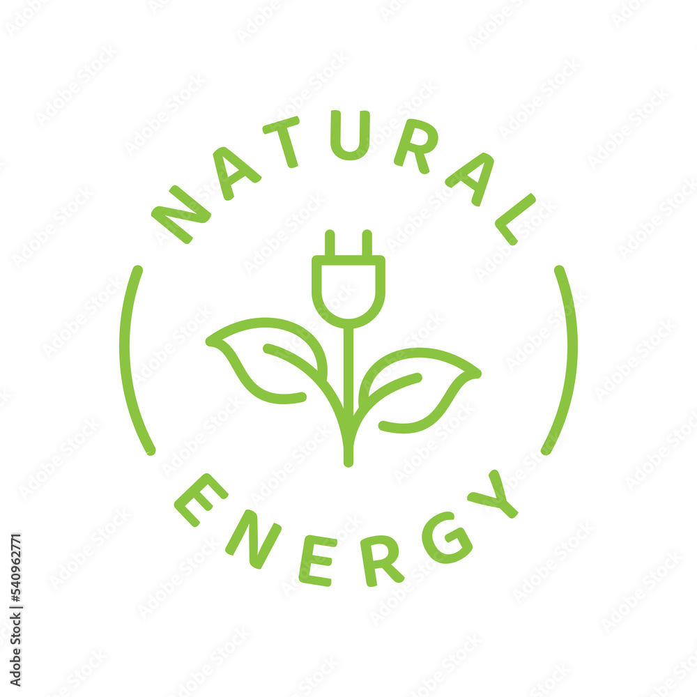 Green energy vector label. Sustainable, natural and renewable resources ...