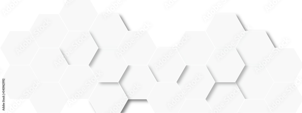 Abstract white geometric hexagon background with shadow. Hexagonal ...