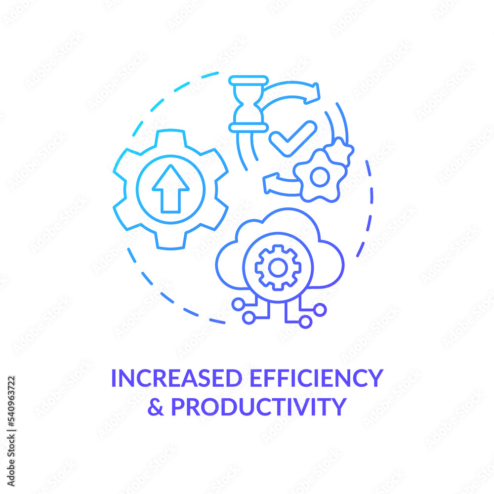 Increase efficiency blue gradient concept icon. IoT technology benefits ...