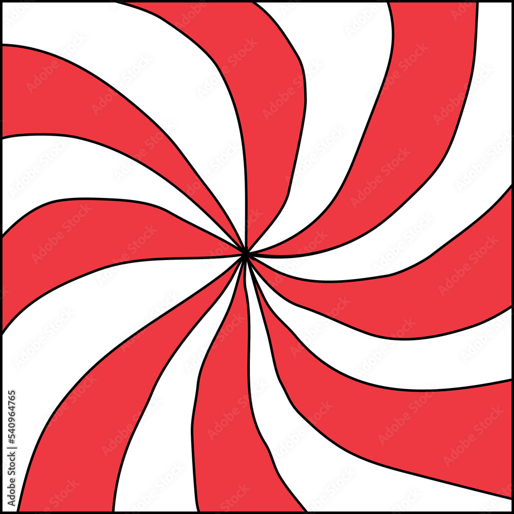 Vector abstract red and white illustration with black outline in 60s ...