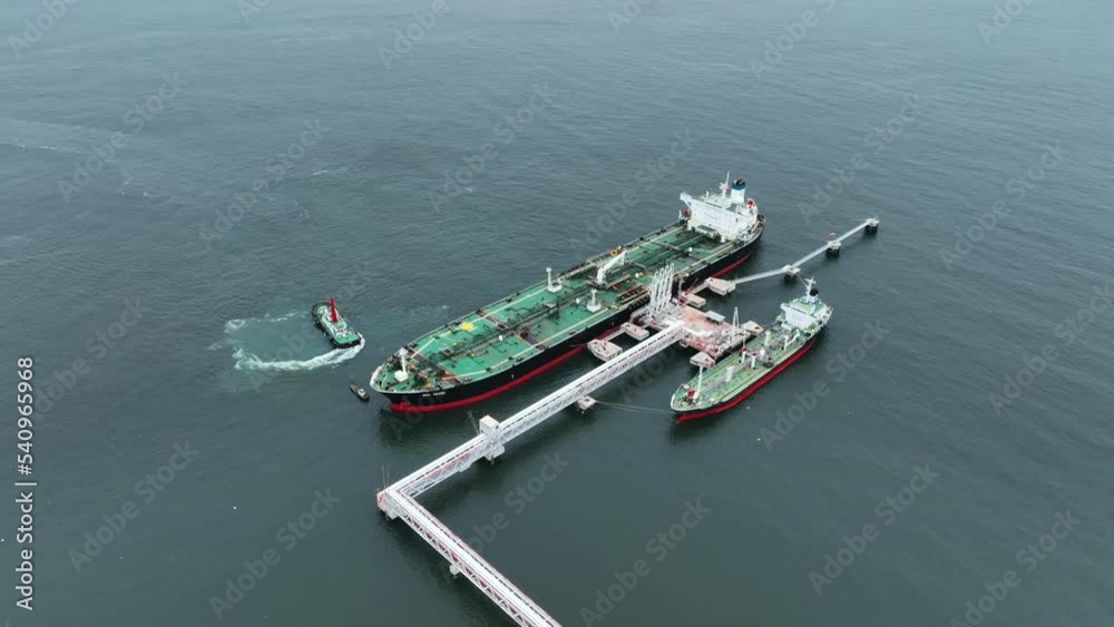 Oil Crude Gas Tanker Ship, Cargo container Ship offshore mooring at ...