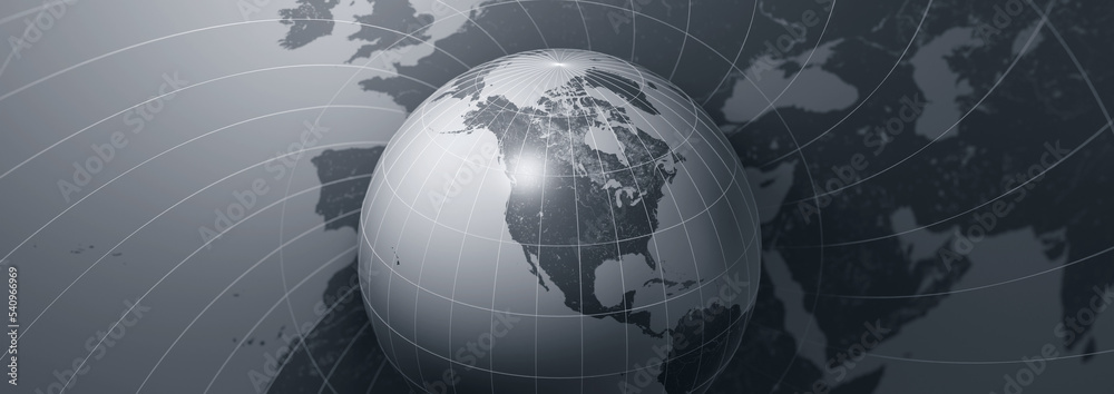 World map banner concept. Detailed flat map of continents. 3d rendering ...