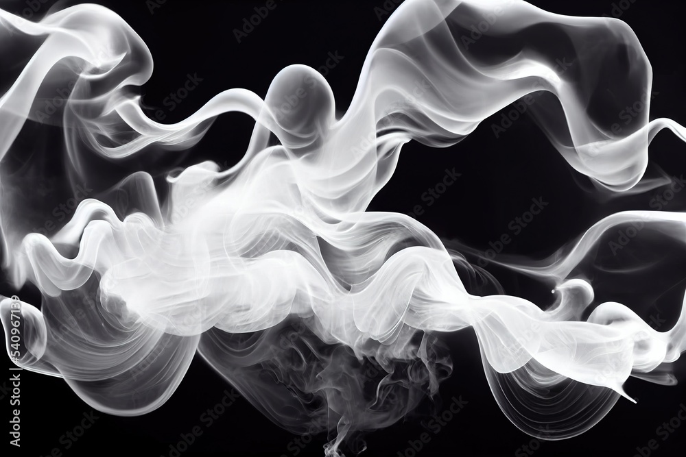 White natural steam smoke effect on solid black background. smoke ...