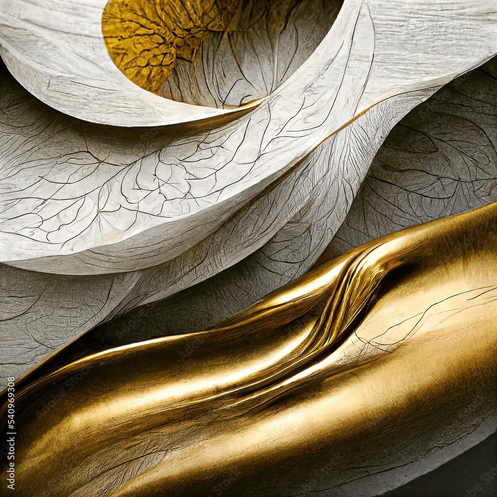 Background design of exquisite graphic elements with wave-like white curves and golden curves ...