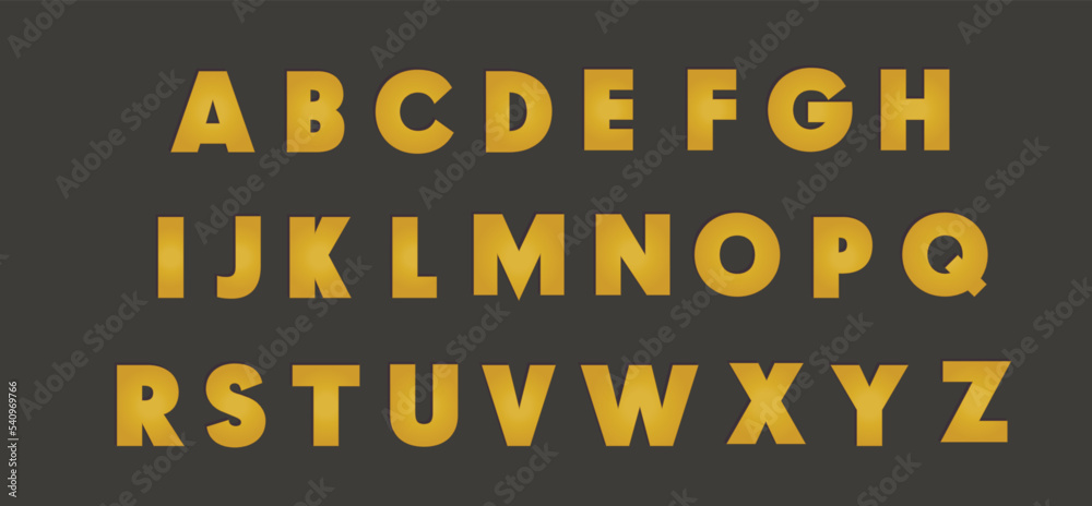 Gold Alphabet Letters font Stock Vector | Adobe Stock