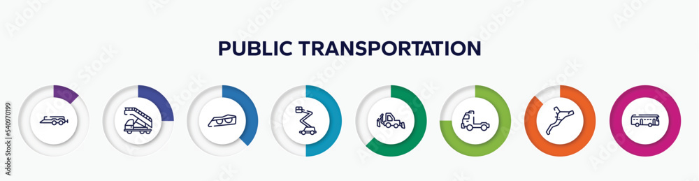 infographic element with public transportation outline icons. included ...