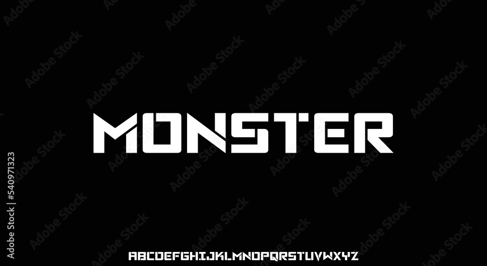 MONSTER Sports minimal tech font letter set. Luxury vector typeface for ...