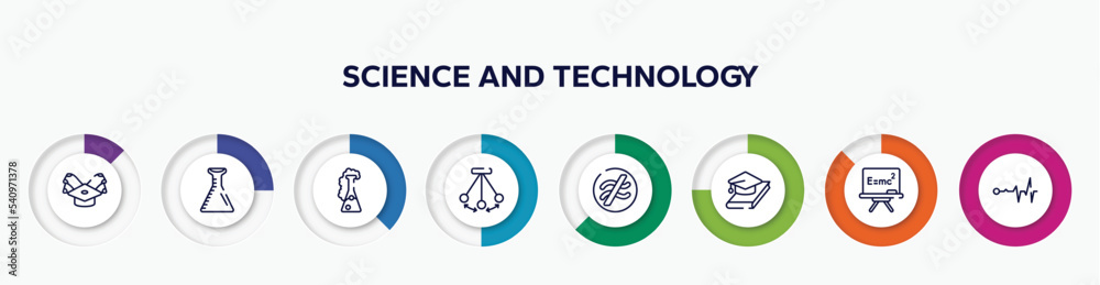 infographic element with science and technology outline icons. included ...