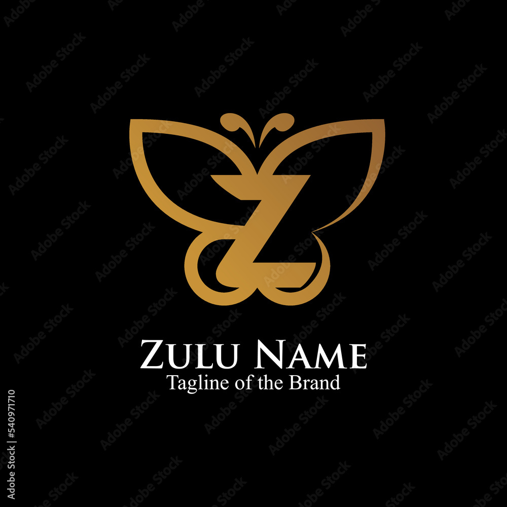 letter Z inside buterfly logo. initial text luxury logo. outline ...