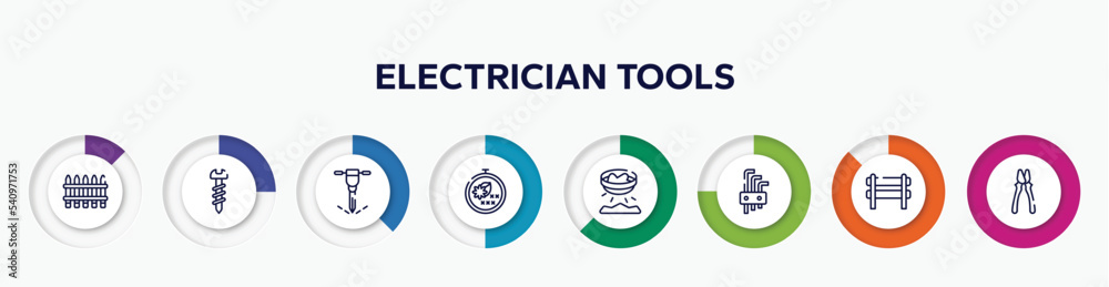 infographic element with electrician tools outline icons. included ...