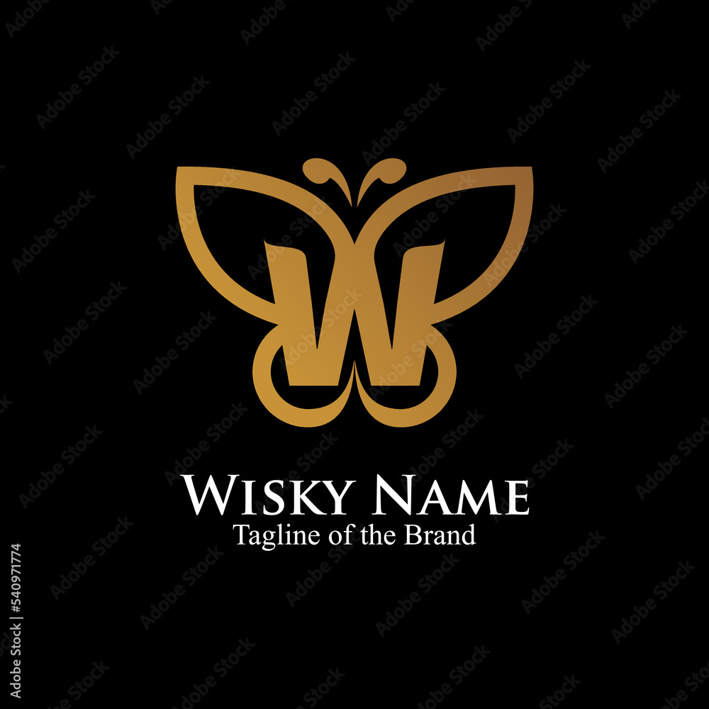letter W inside buterfly logo. initial text luxury logo. outline ...