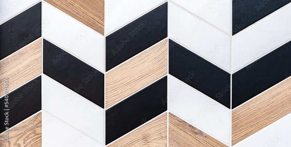 Abstract geometric pattern of different textures ceramic tiles with ...