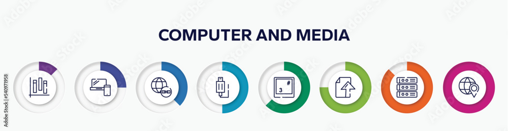 infographic element with computer and media outline icons. included ...