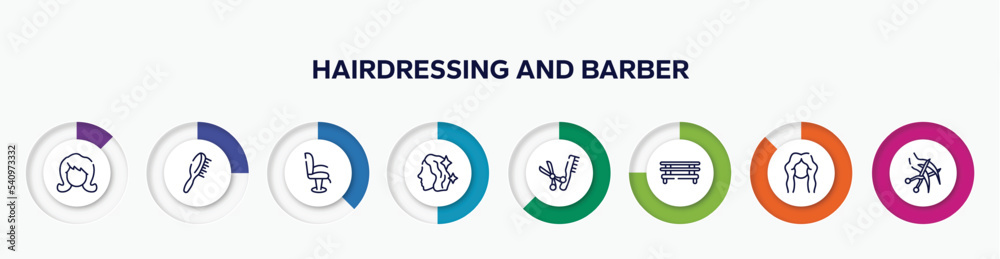 infographic element with hairdressing and barber outline icons ...