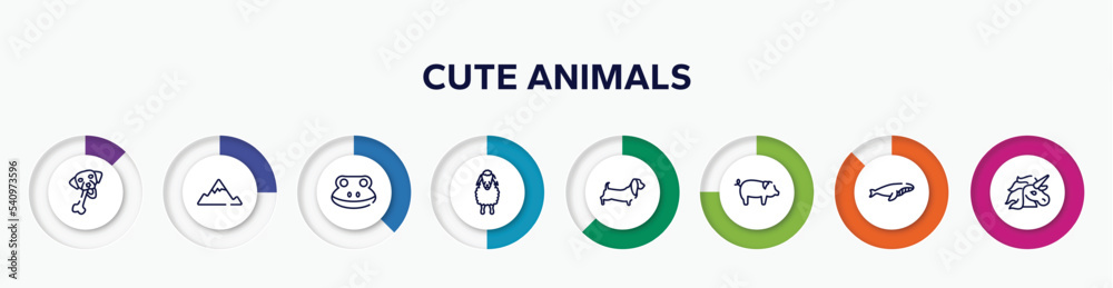 infographic element with cute animals outline icons. included chewing ...