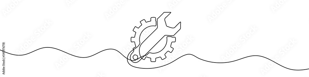 Continuous linear drawing of service symbol. Repair concept. One line ...