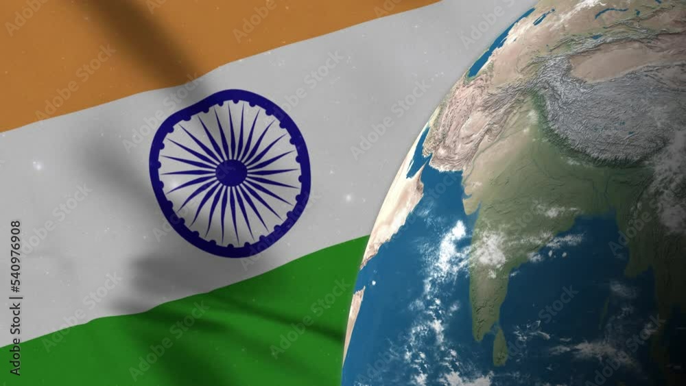 India Flag and India Map on Earth Globe 4K Stock Video | Adobe Stock