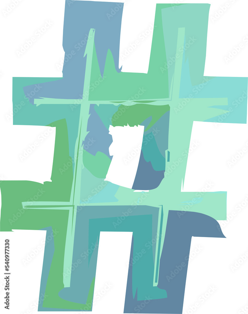 Watercolor hand drawn style notation letter hash mark Stock ...