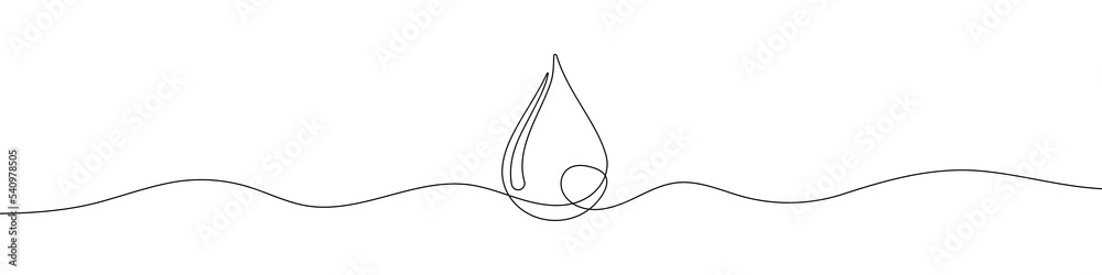 Continuous line drawing of drop. Water drop line icon. One line drawing ...