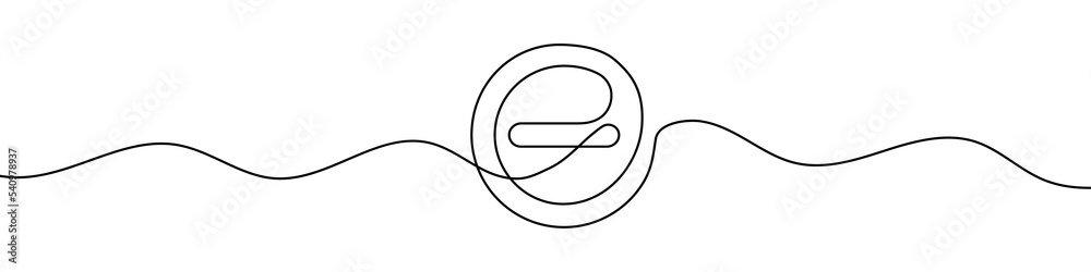Continuous linear drawing of minus sign. Minus sign. Abstract ...