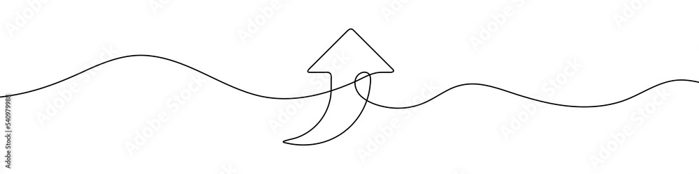 Continuous line drawing of up arrow. Up arrow linear icon. One line ...