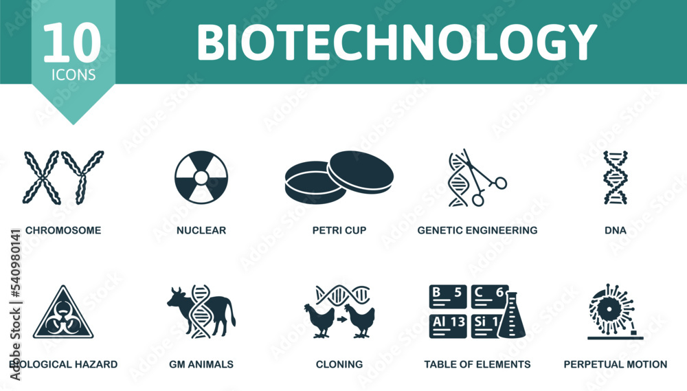 Biotechnology icon set. Monochrome simple Biotechnology icon collection ...