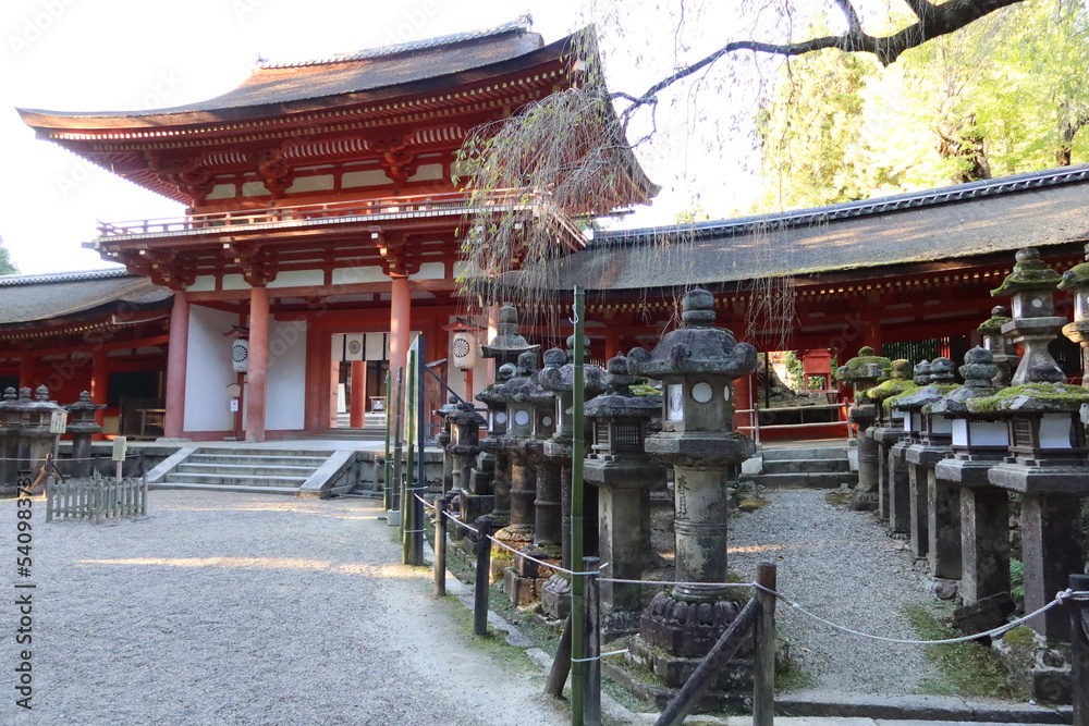 A Japanese shrine : the scene of an entrance gate Nan-mon to the ...