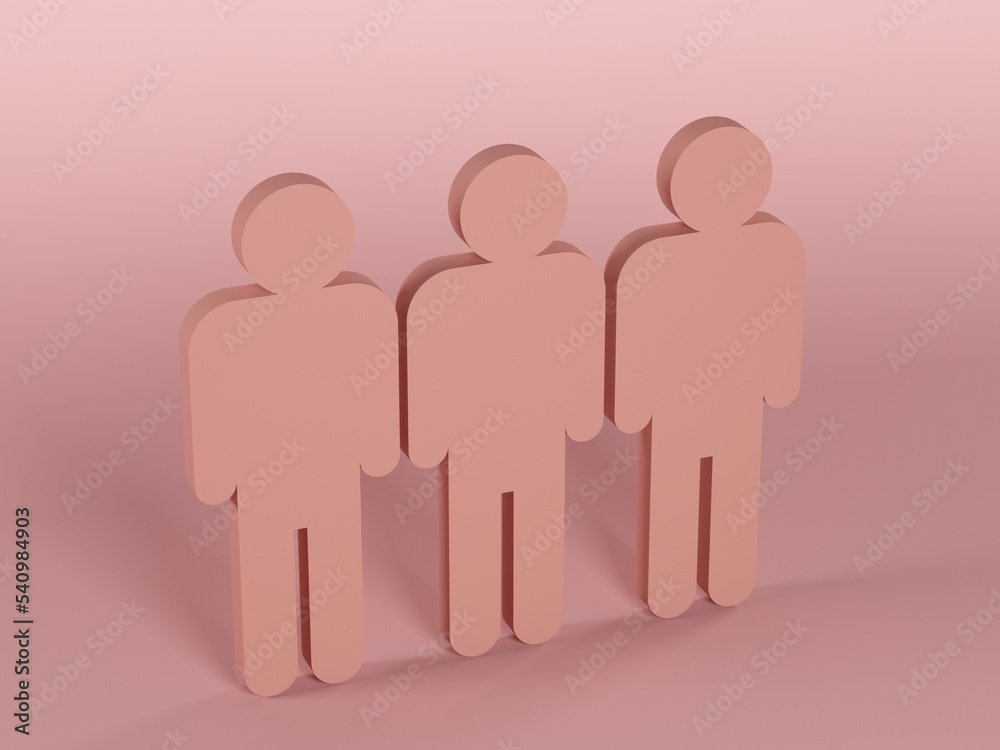 Stick Man character standing and looking to the front in 3d rendering ...