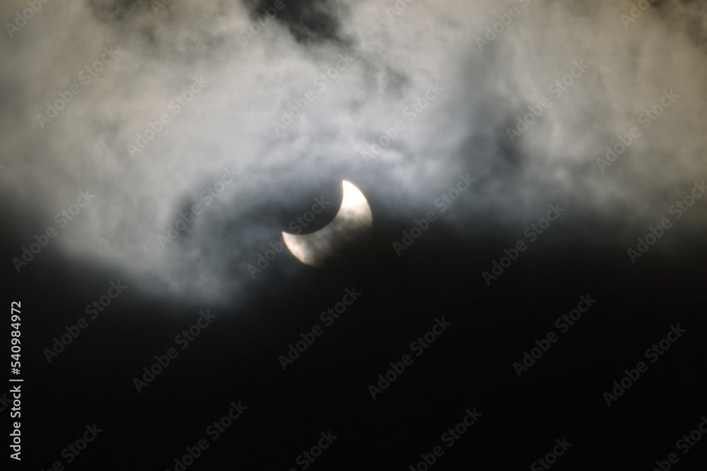 Solar eclipse at fall looks like scaring night scene from the nightmare ...