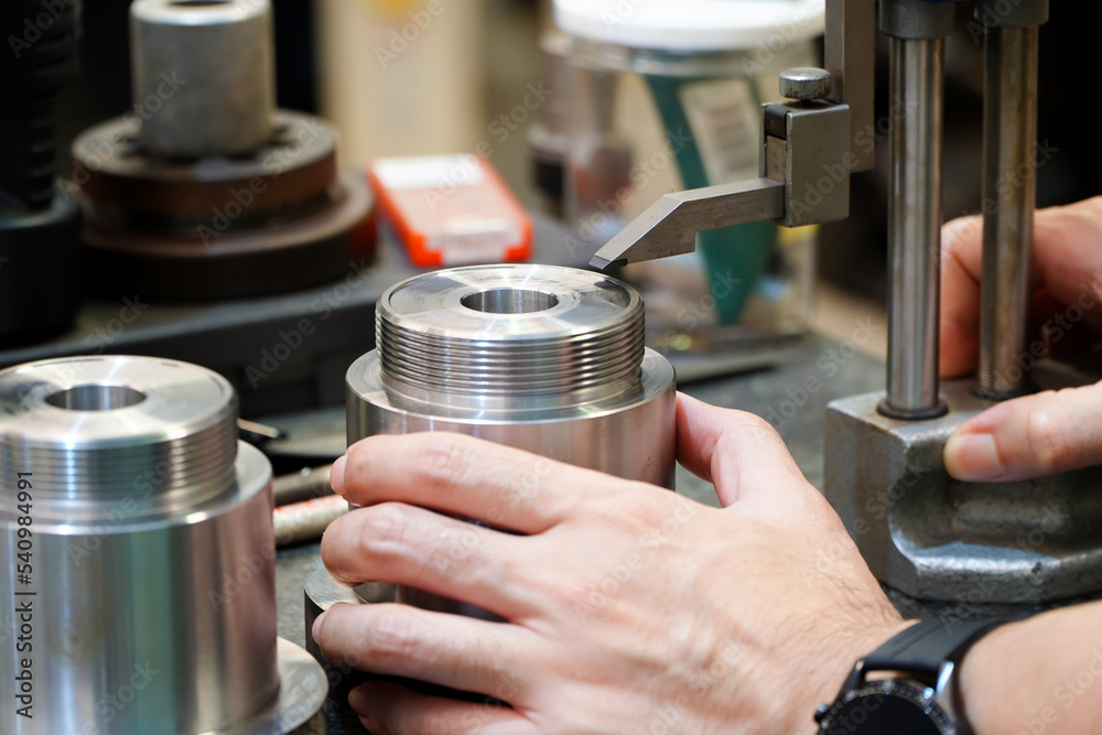 man measure part accuracy by height gauge, Tool for Inspection product ...