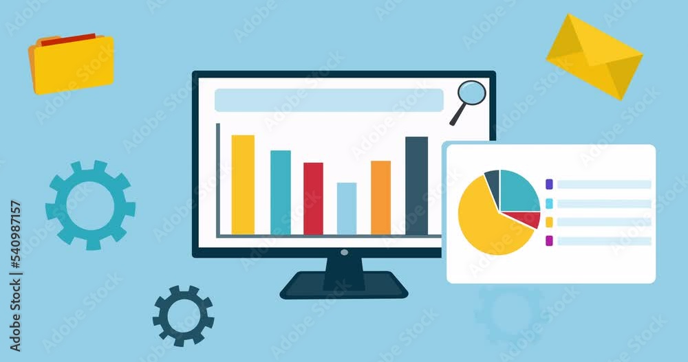 Animated Infographics set with different icons. Animation of different ...