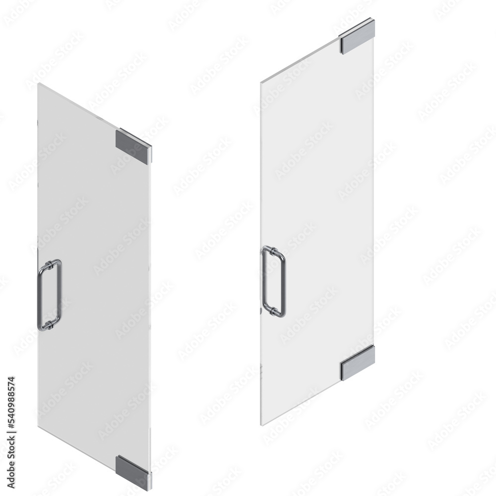 3d rendering illustration of a frameless glass door Stock Illustration ...