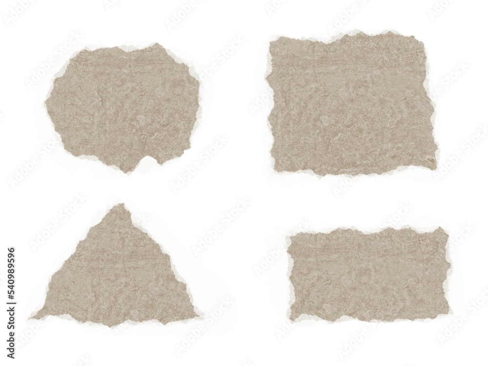 Torn paper design elements with four basic geometrical shapes with cut ...