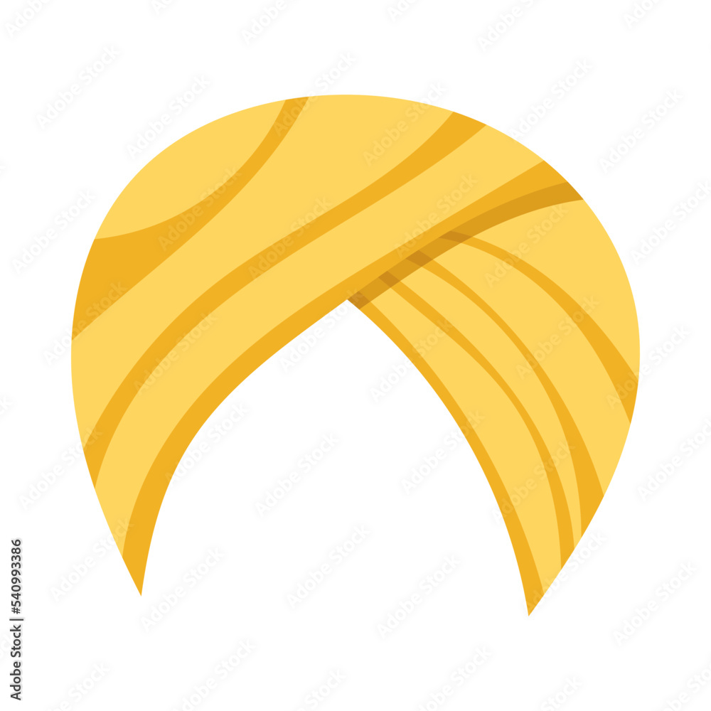 Arabian or Indian yellow turban cartoon illustration. Traditional Sikh ...