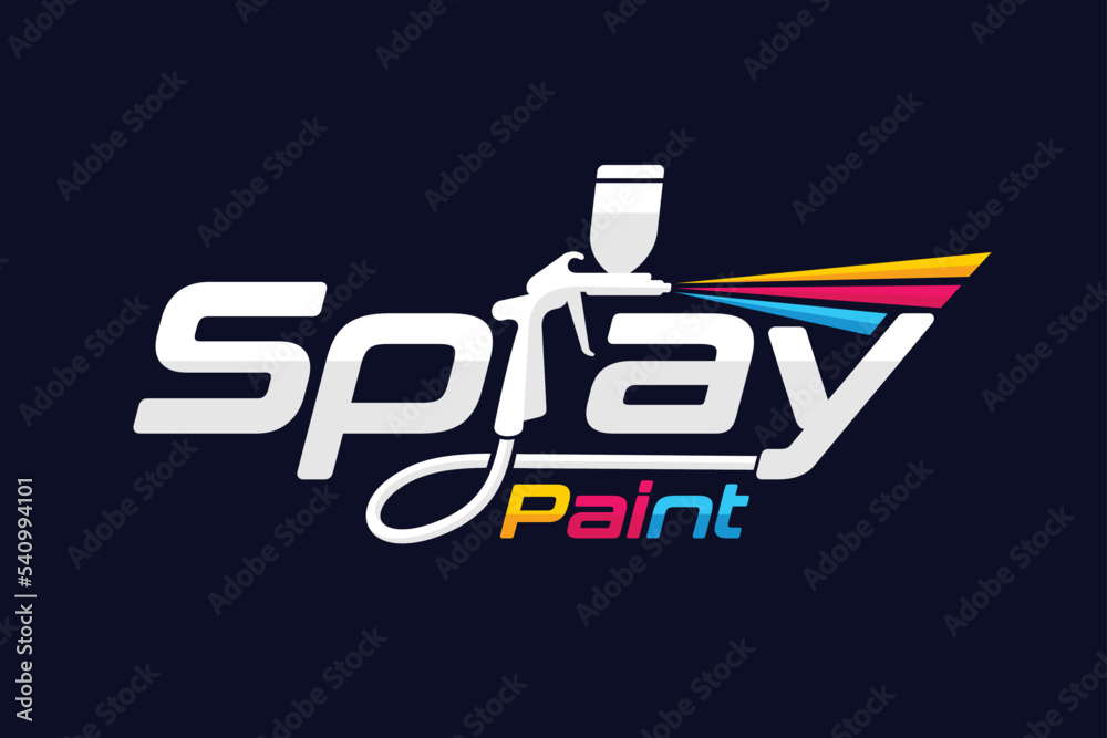 Spray paint logo with lettering concept Stock Vector | Adobe Stock