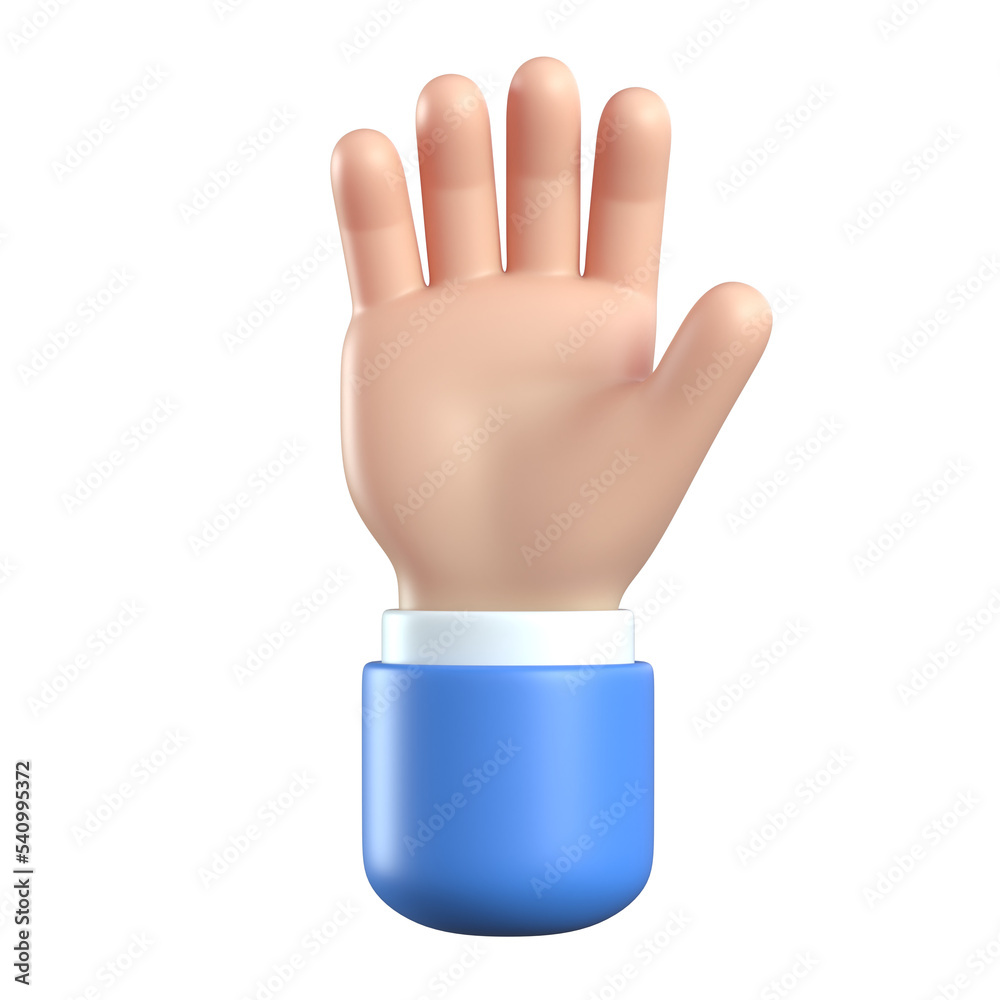 Cartoon 3d hand with open palm gesture, business hand waving or showing ...