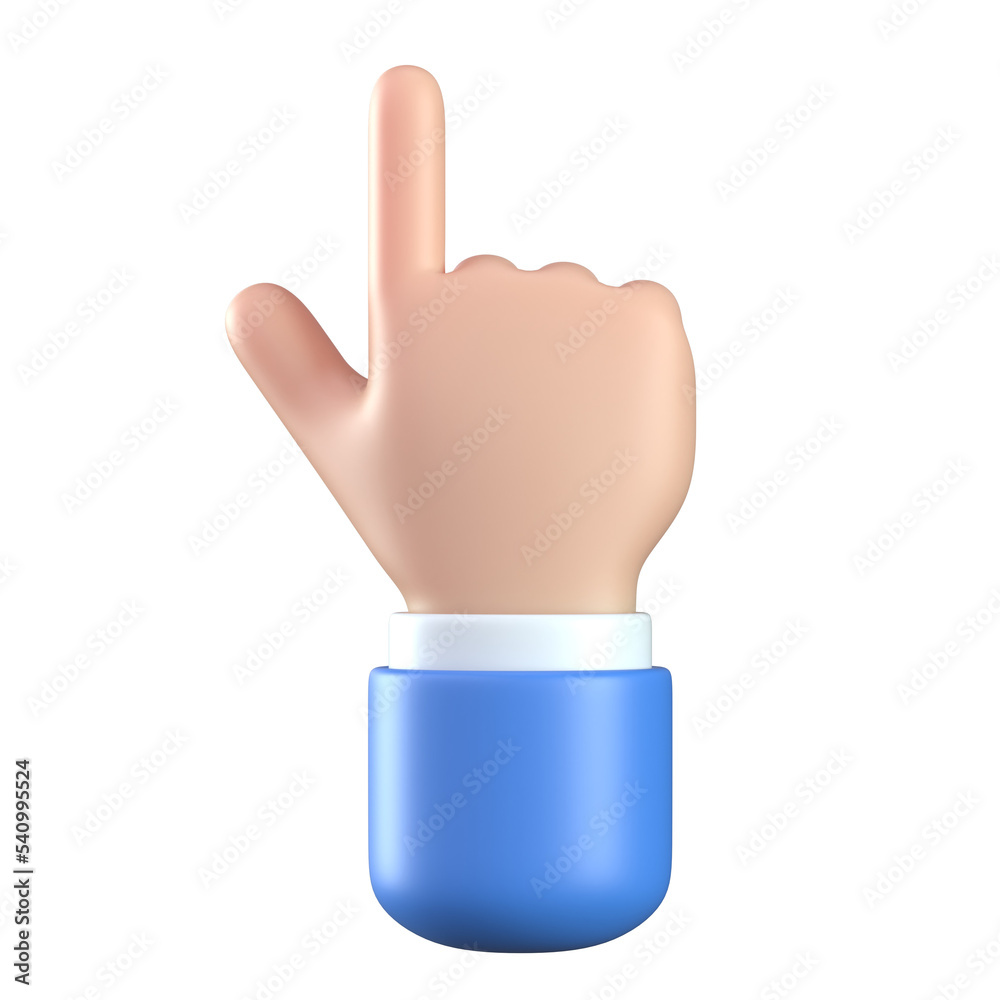 Cartoon 3d hand pointing at touch screen or pushing the button ...