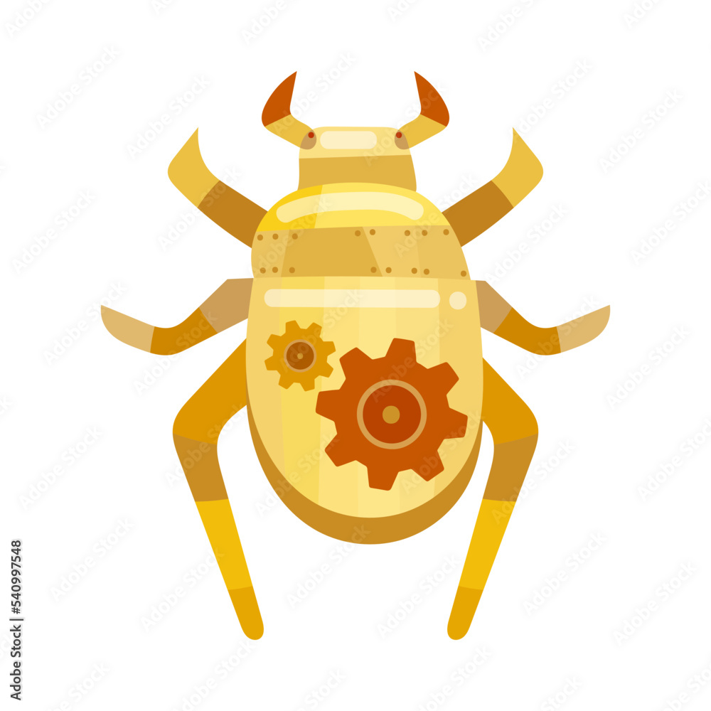 Mechanical bug cartoon illustration. Robotic beetle toy isolated on ...